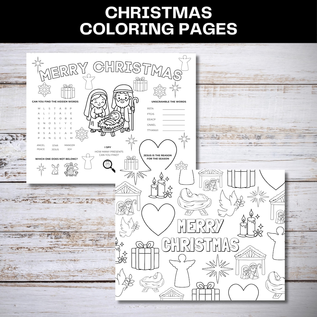 Christian Christmas Coloring Placemats Kids Nativity Printable ...