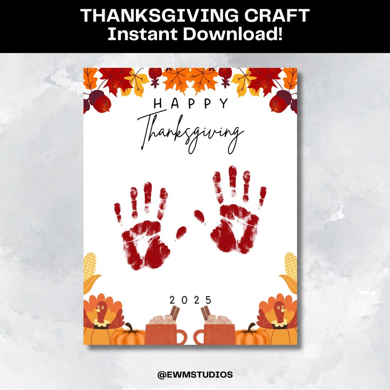 Thanksgiving Handprint Craft Printable Happy Thanksgiving Turkey Craft ...