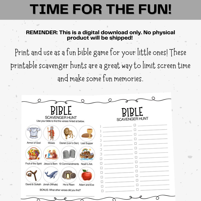 Bible Scavenger Hunt Printable Bible Games for Sunday School Church ...