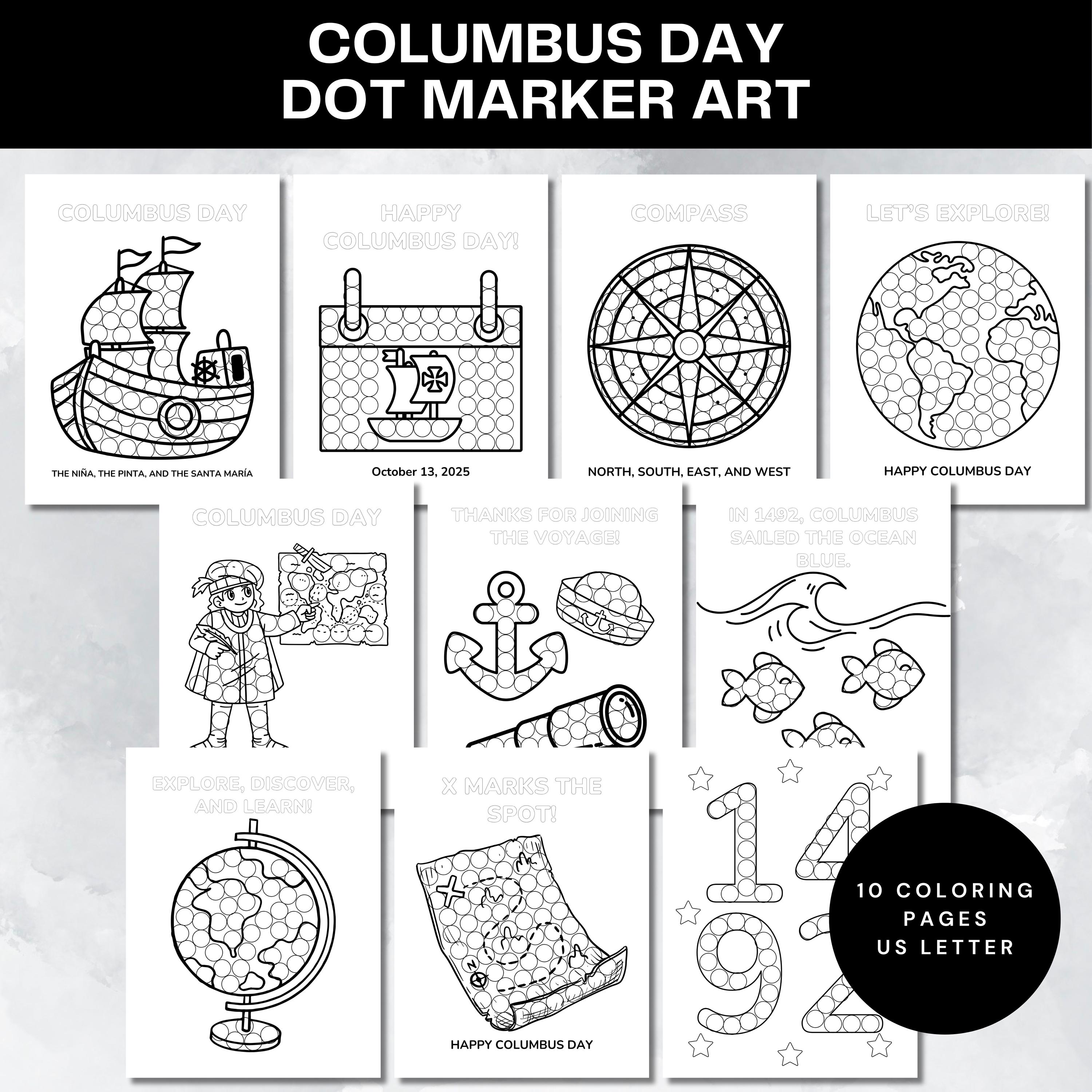 Columbus Day Dot Marker Do a Dot Printable Columbus Day Craft Coloring ...