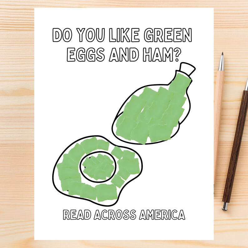 Read Across America Dr Seuss Craft Template Printable Green Eggs and ...