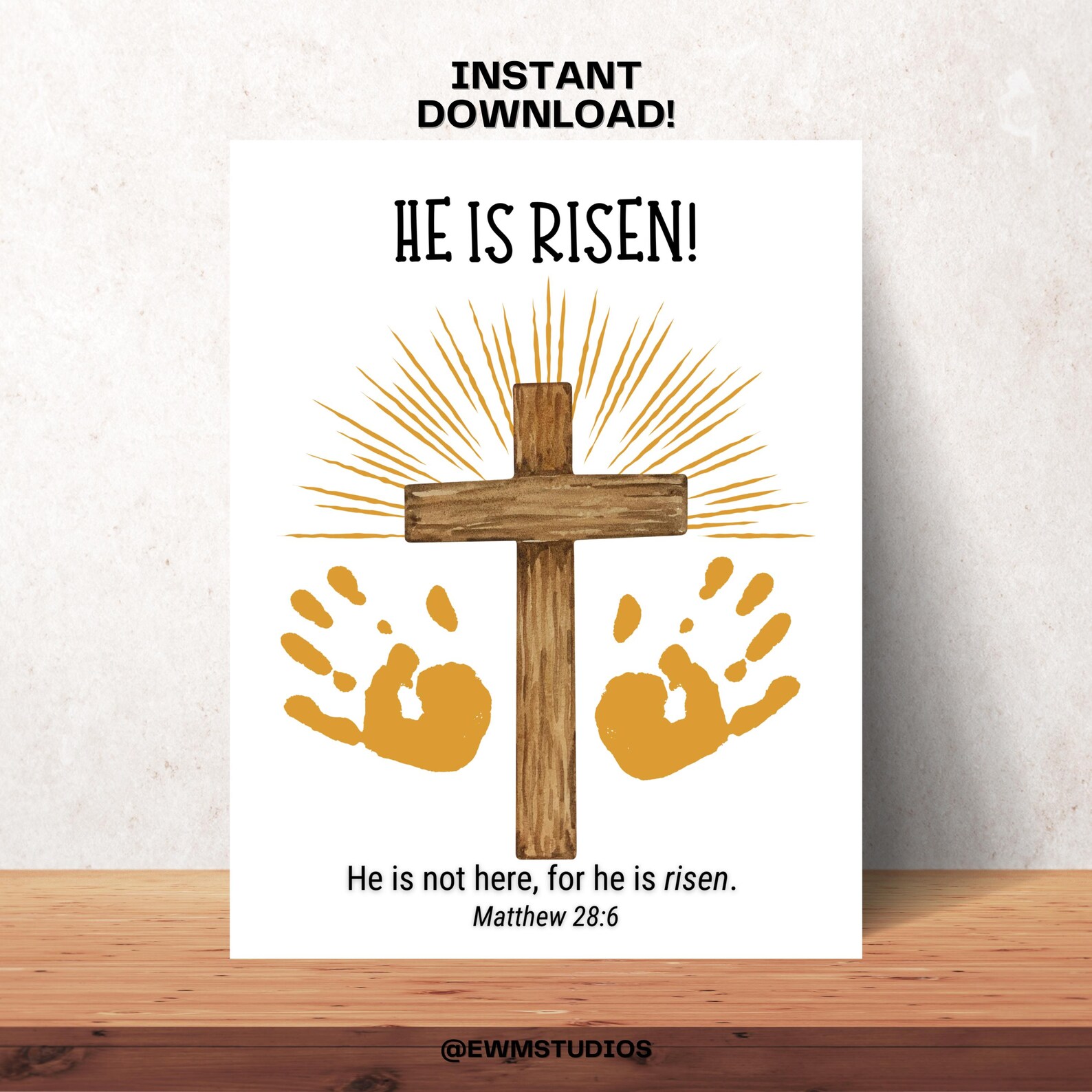 He is Risen Handprint Craft Printable Easter Craft Jesus is Risen ...