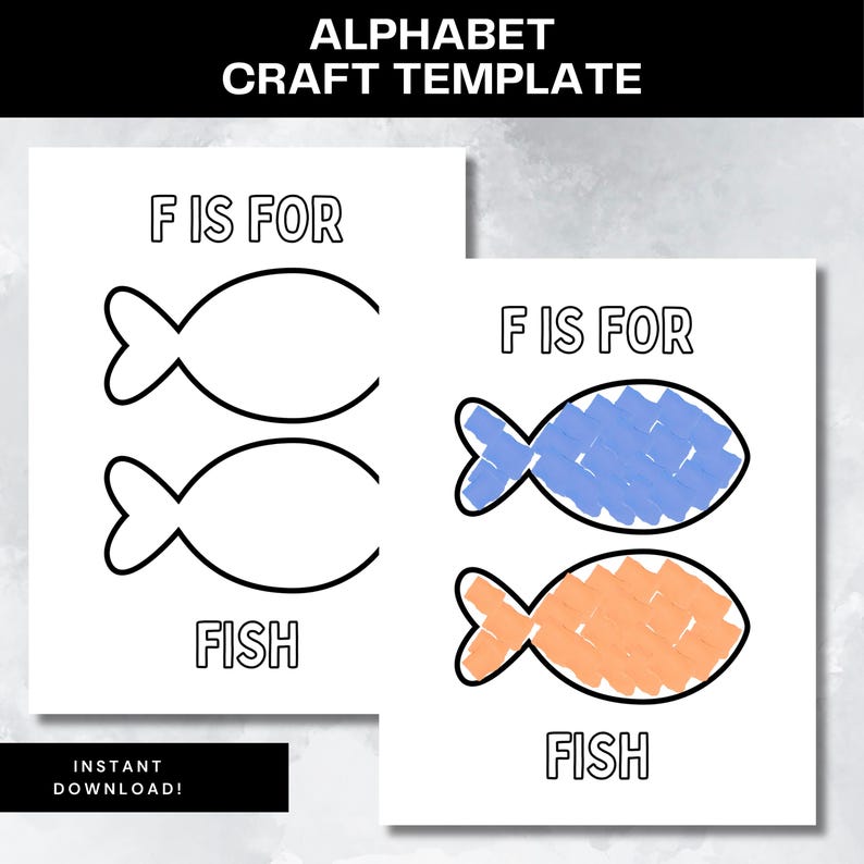 Fish Craft Template F is for Alphabet Coloring Pages Printable ABC ...