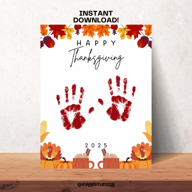 Thanksgiving Handprint Craft Printable Happy Thanksgiving Turkey Craft ...