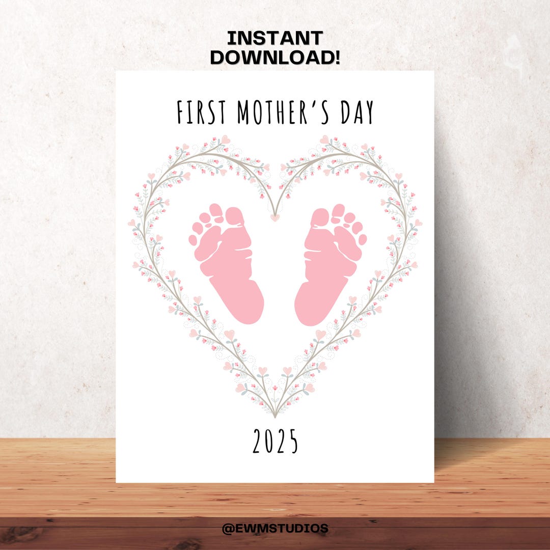 First Mothers Day Footprint Craft Happy Mothers Day Keepsake First Time ...