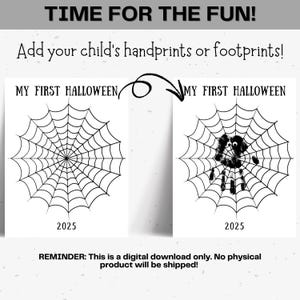 Babys First Halloween Handprint Art Printable Spider Handprint Fall ...
