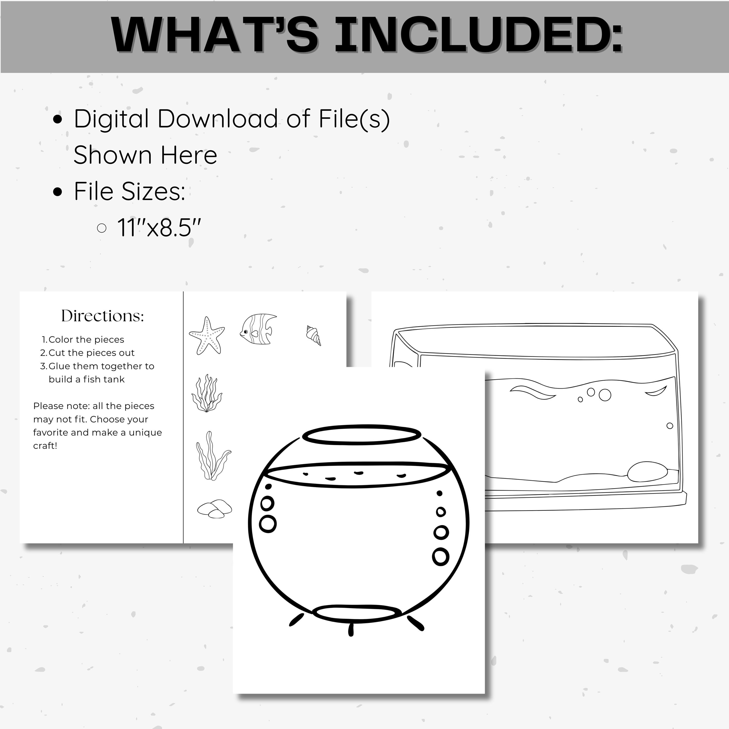 Build a Fish Tank Printable Craft Sea Animal Coloring Page Aquarium ...