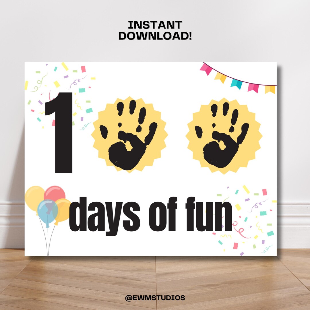 100th Day of School Handprint Art 100 Days Brighter Fun Preschool ...