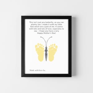 Mothers Day Poem Butterfly Footprint Craft for Kids Baby Toddler ...
