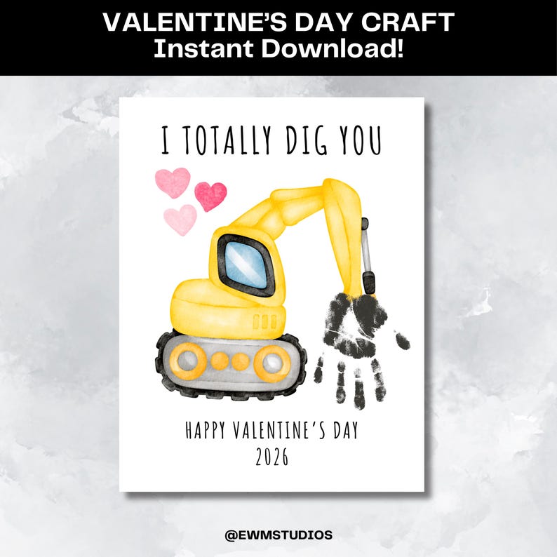 Valentines Day Craft I Dig You Valentine Handprint Keepsake Printable ...