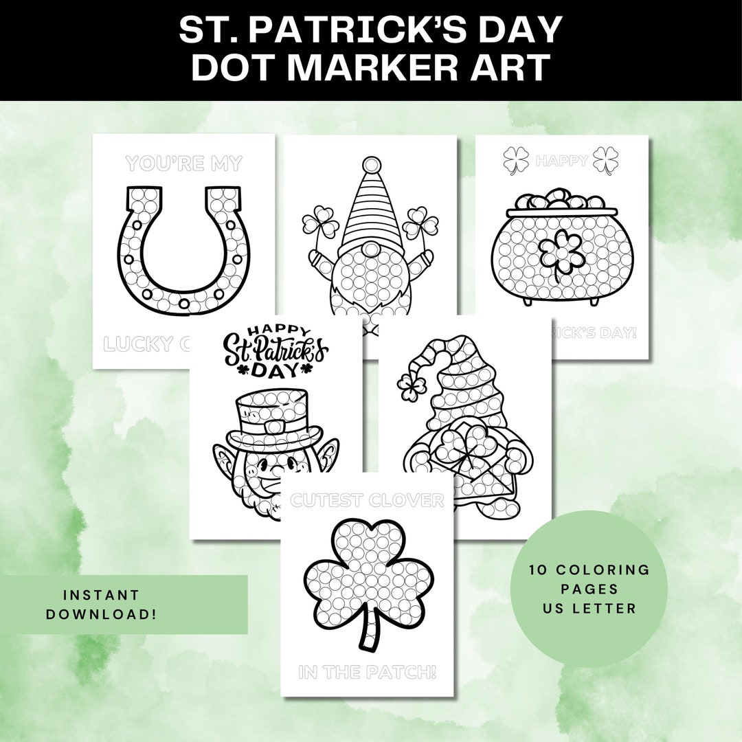 Saint Patricks Day Dot Marker Activity Do a Dot Leprechaun Clover ...