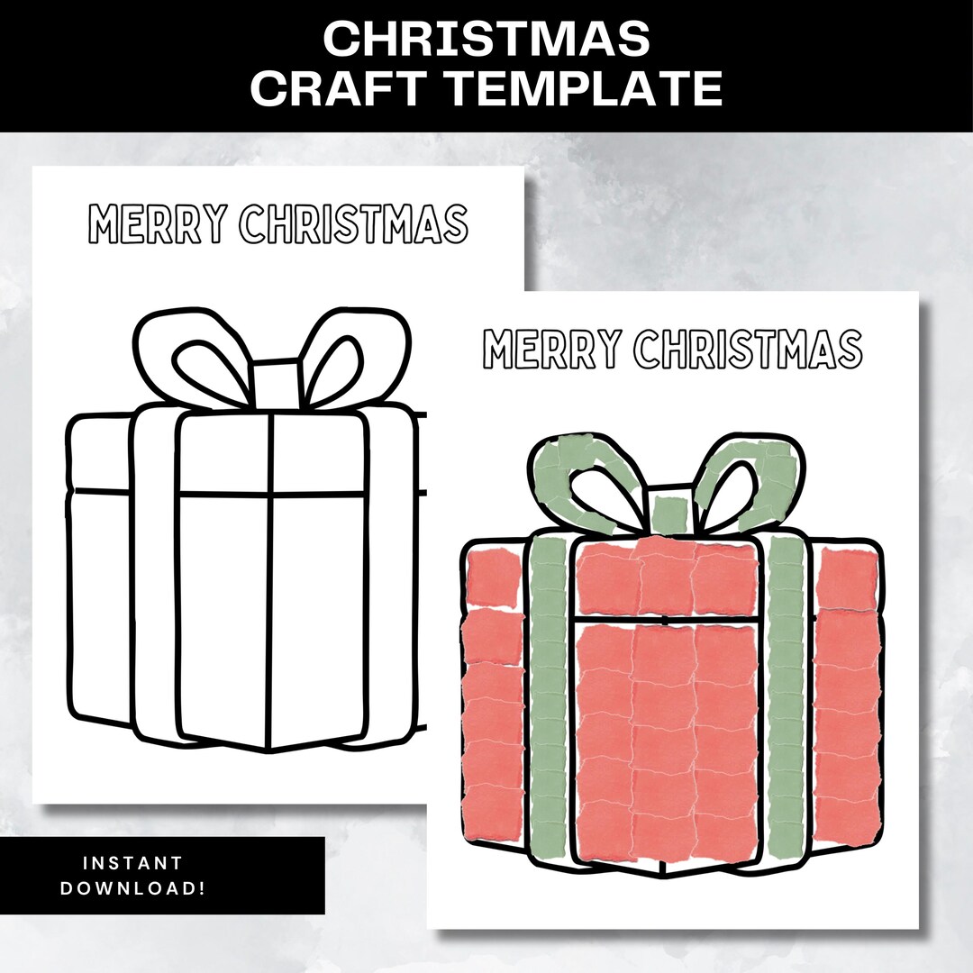 Merry Christmas Craft Template Holiday Printable Christmas Present ...
