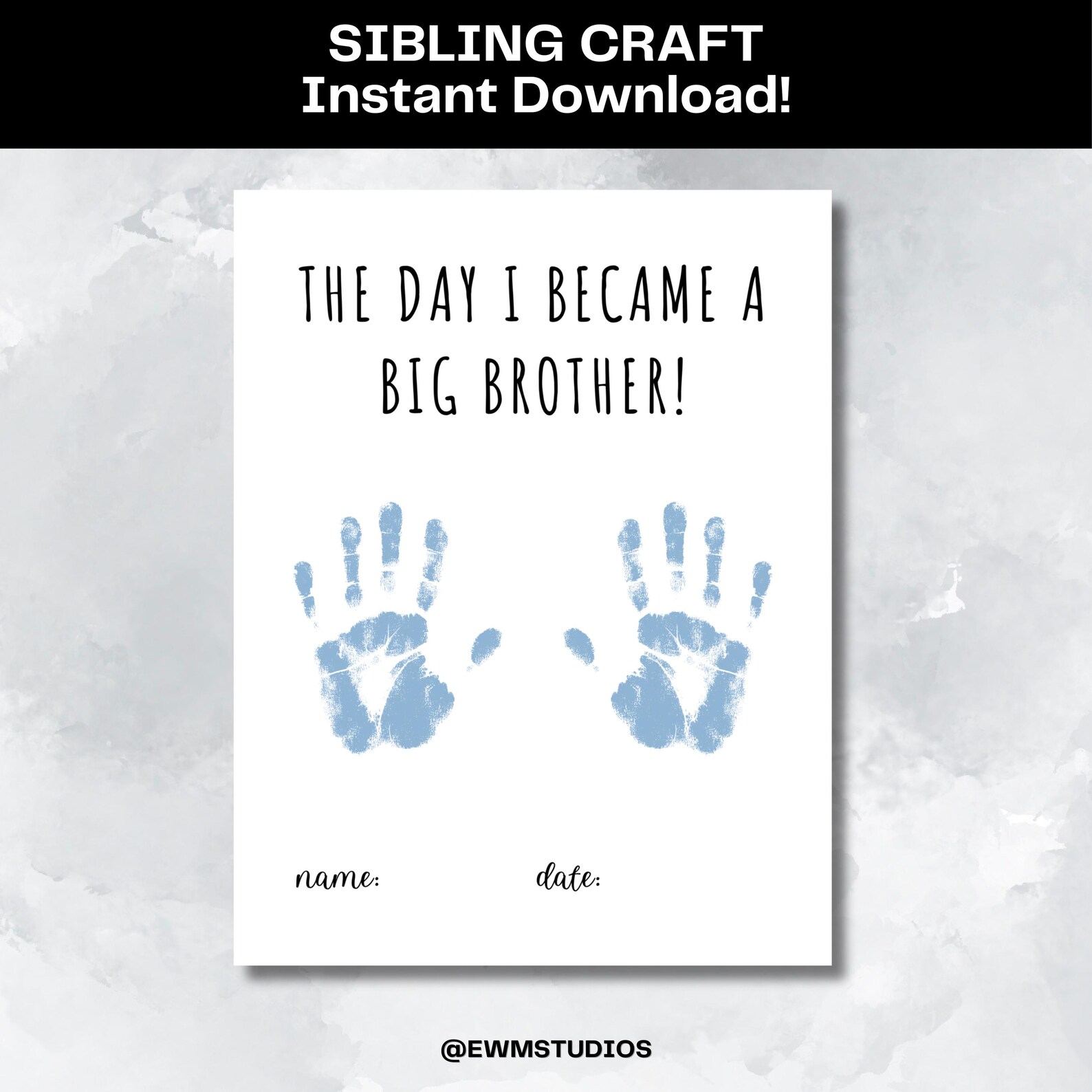 New Big Brother Handprint Craft Printable Big Brother Announcement New ...