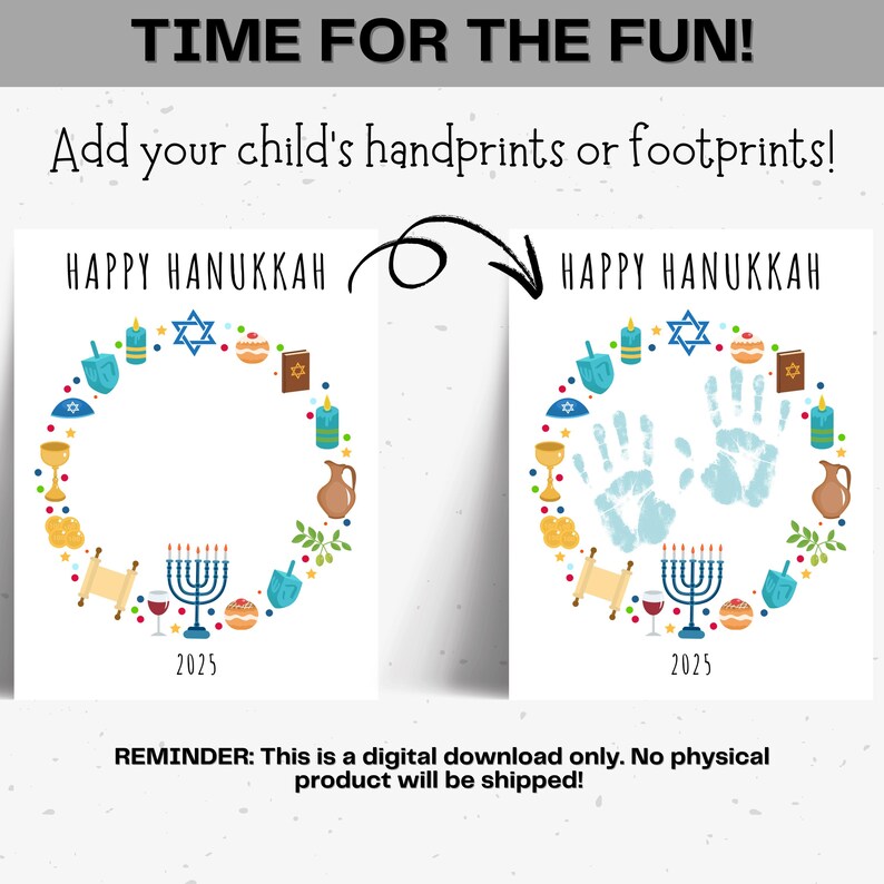 Happy Hanukkah Craft Printable Hanukkah Handprint Art for Kids Menorah ...