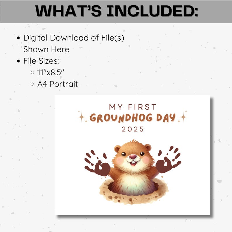 Groundhog Day Art Printable Handprint Art Happy Groundhog Day Handprint ...