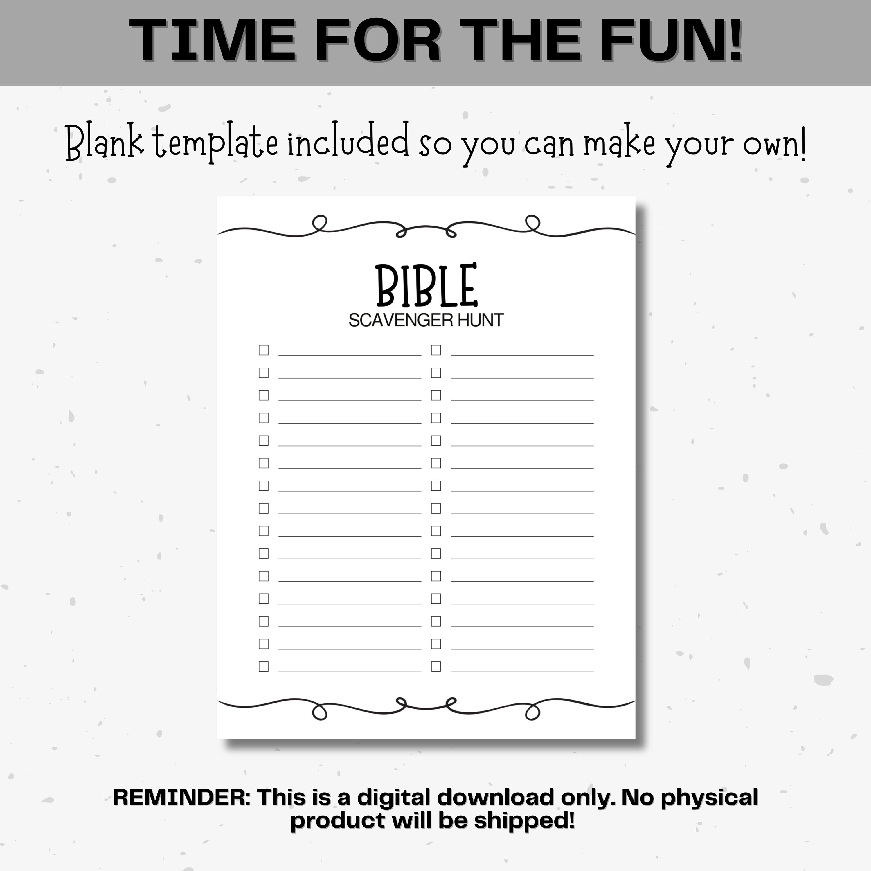 Bible Scavenger Hunt Printable Bible Games for Sunday School Church ...