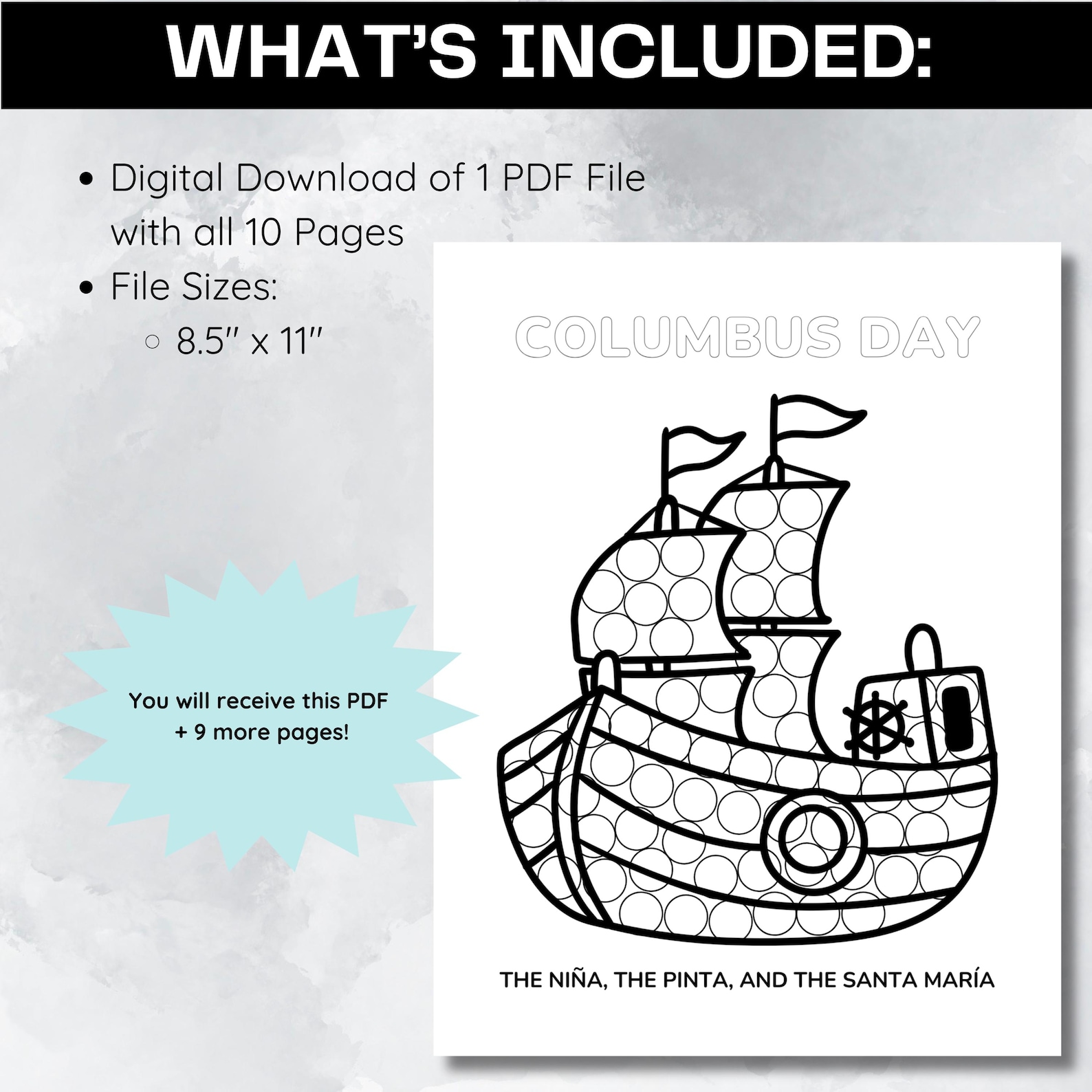 Columbus Day Dot Marker Do a Dot Printable Columbus Day Craft Coloring ...