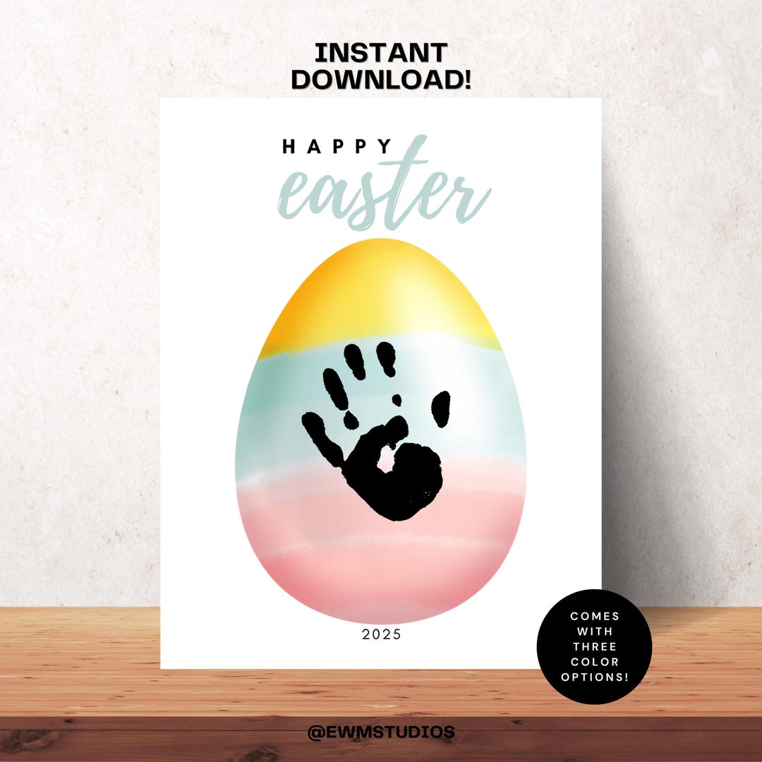 Easter Handprint Craft Happy Easter Kids Craft Footprint Art Printable ...