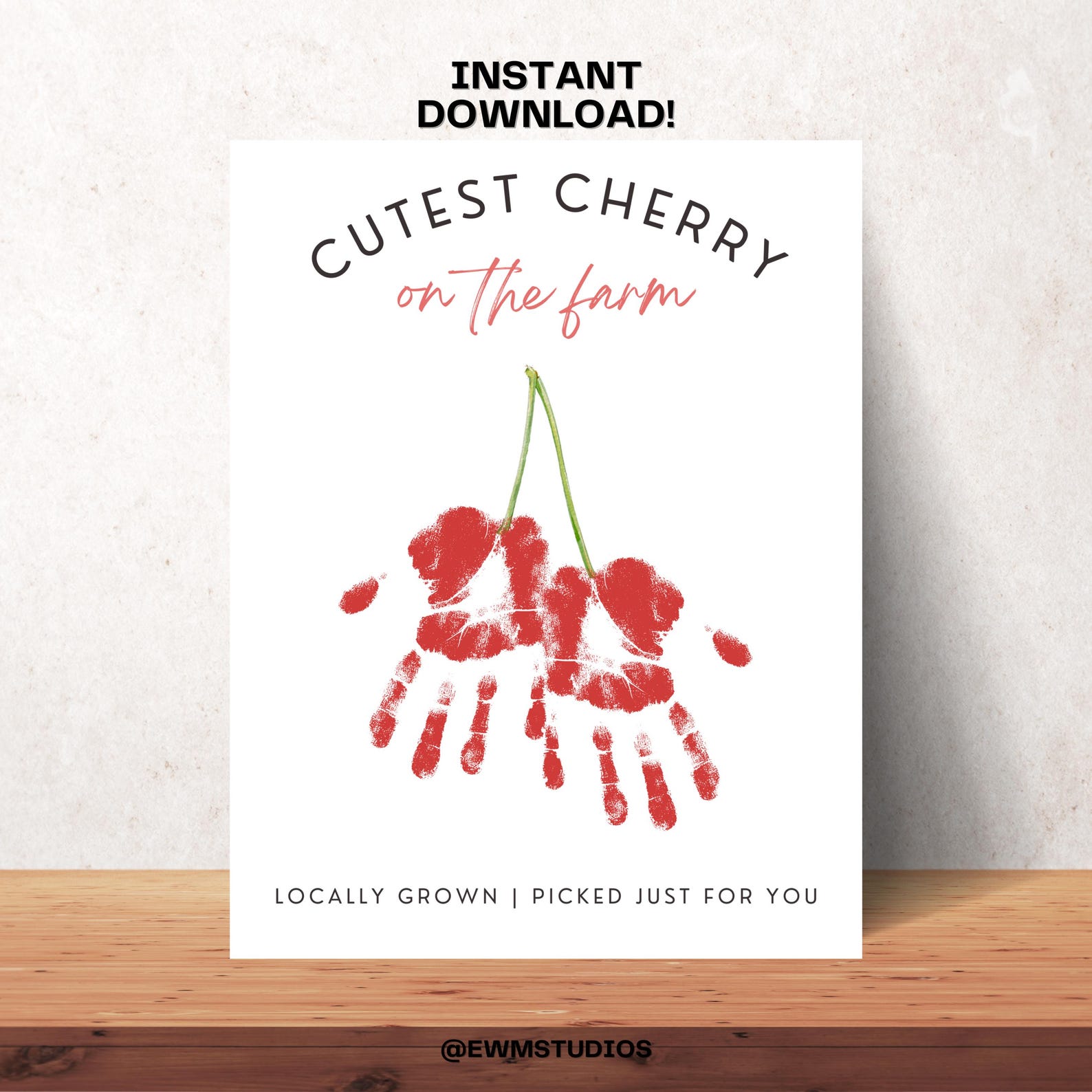 Cherry Handprint Art Printable Summer Activity for Kids Wild Cherry ...