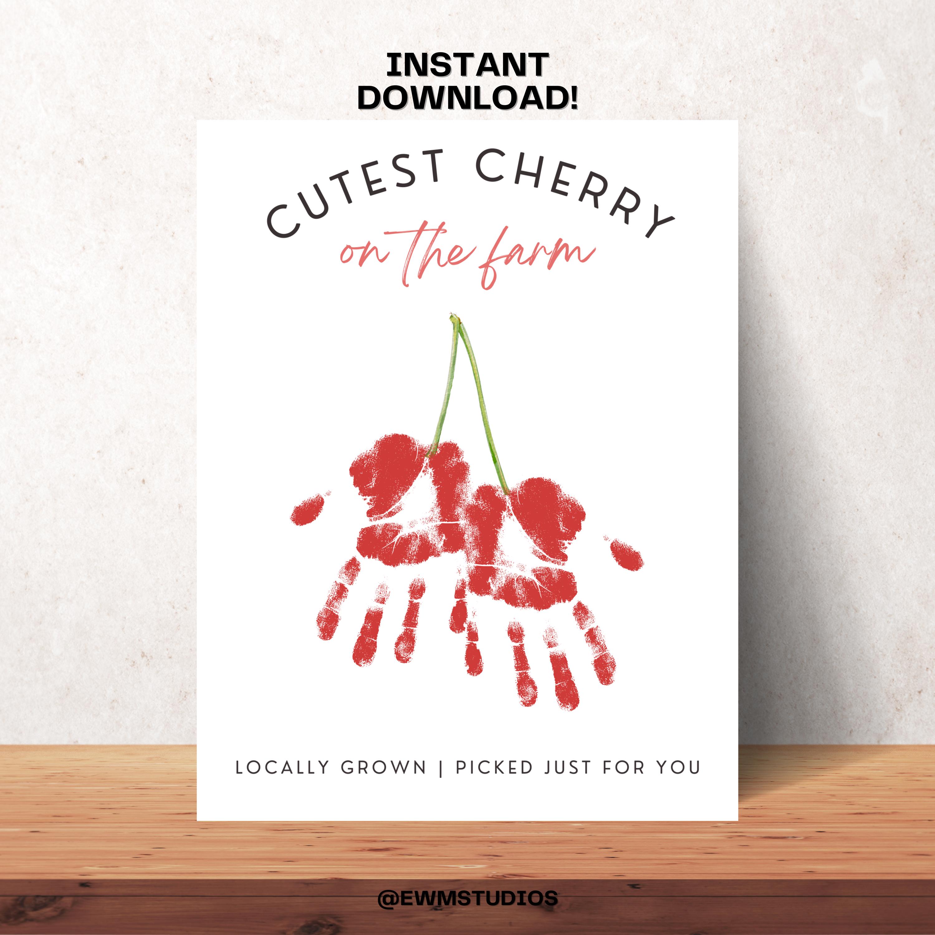 Cherry Handprint Art Printable Summer Activity for Kids Wild Cherry ...