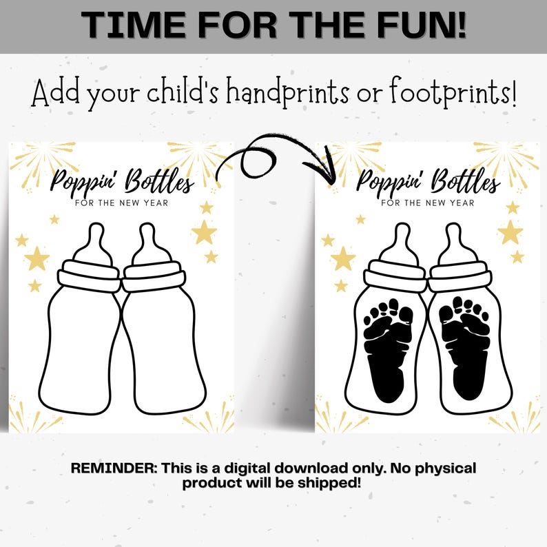 New Year 2025 Handprint Keepsake New Years Footprint Craft Kids Toddler ...