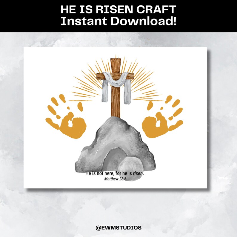 He is Risen Handprint Craft Printable Easter Craft Jesus is Risen ...