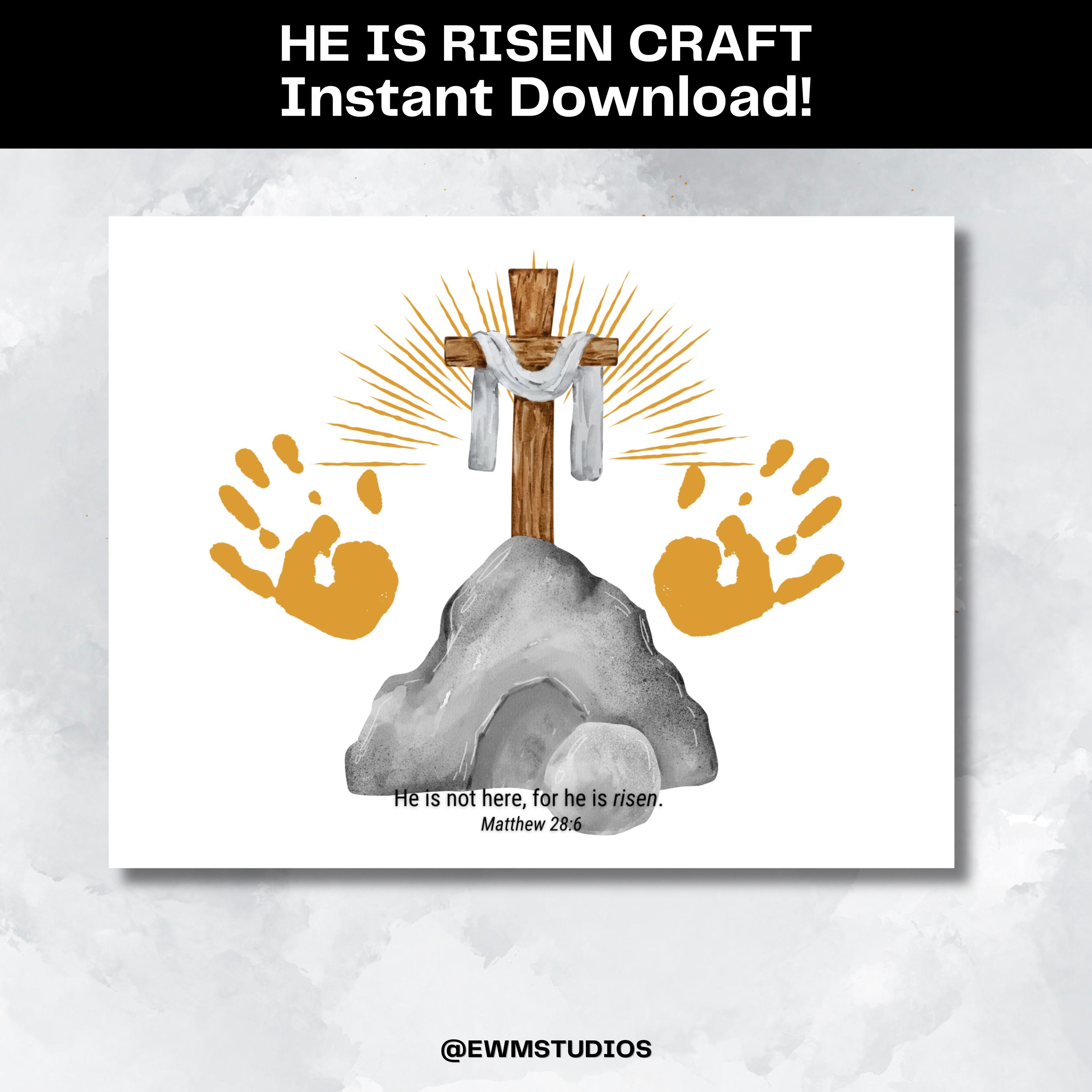 He is Risen Handprint Craft Printable Easter Craft Jesus is Risen ...