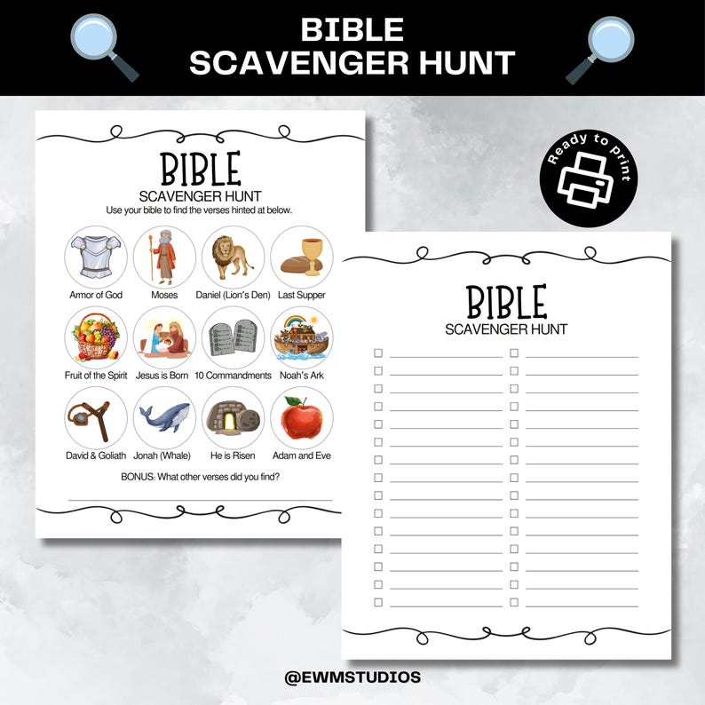 Bible Scavenger Hunt Printable Bible Games for Sunday School Church ...