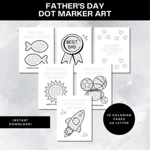 Happy Fathers Day Dot Marker Coloring Card Do a Dot Printable Dad Craft ...