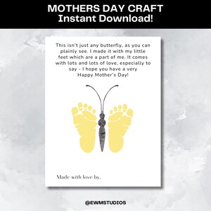 Mothers Day Poem Butterfly Footprint Craft for Kids Baby Toddler ...