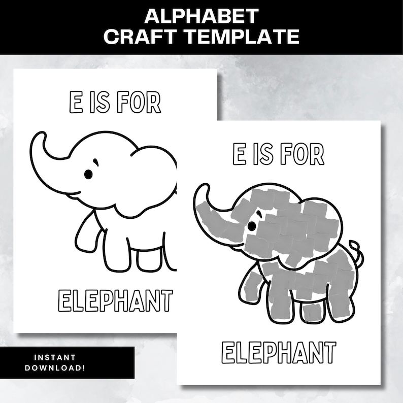 Elephant Craft Template E is for Alphabet Coloring Pages Printable ABC ...