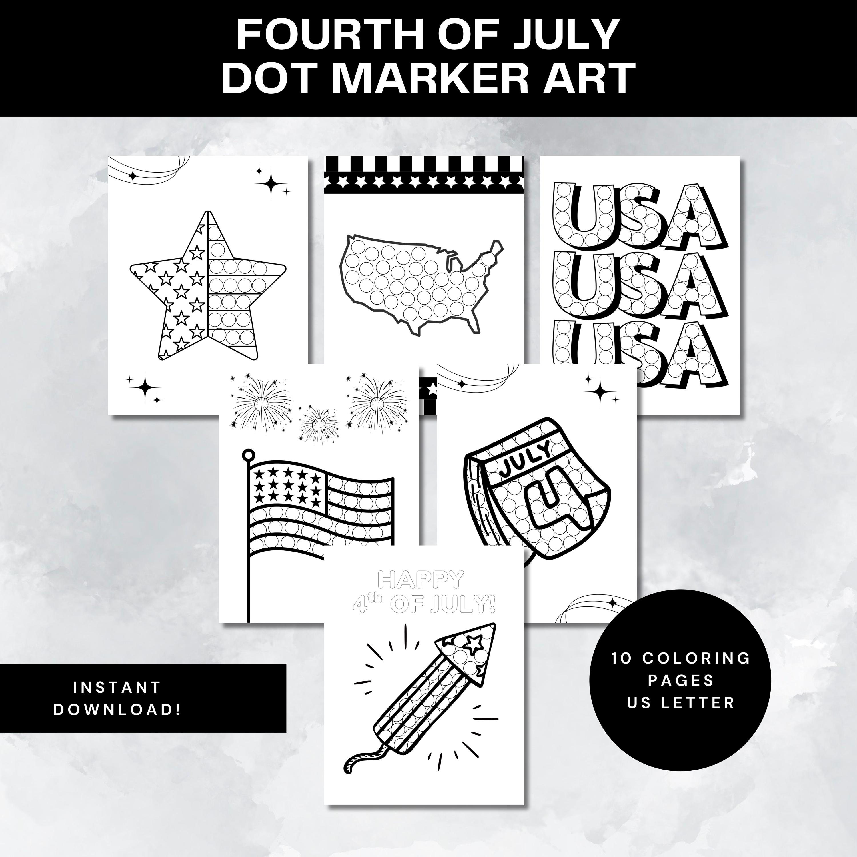 Independence Day Dot Marker Printable July 4th Coloring Do a Dot Kids ...