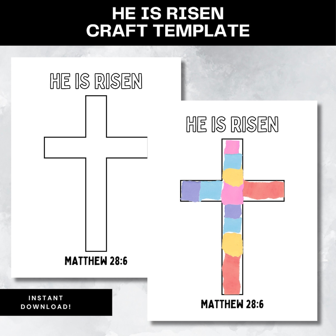 He is Risen Craft Template Simple DIY Easter Activities for Kids ...