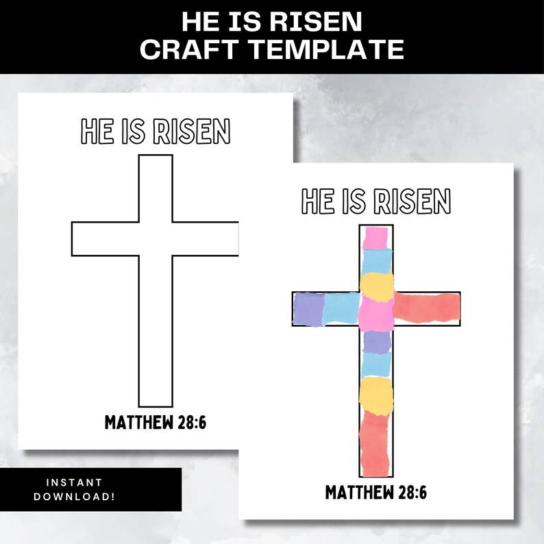 He is Risen Craft Template Simple DIY Easter Activities for Kids ...
