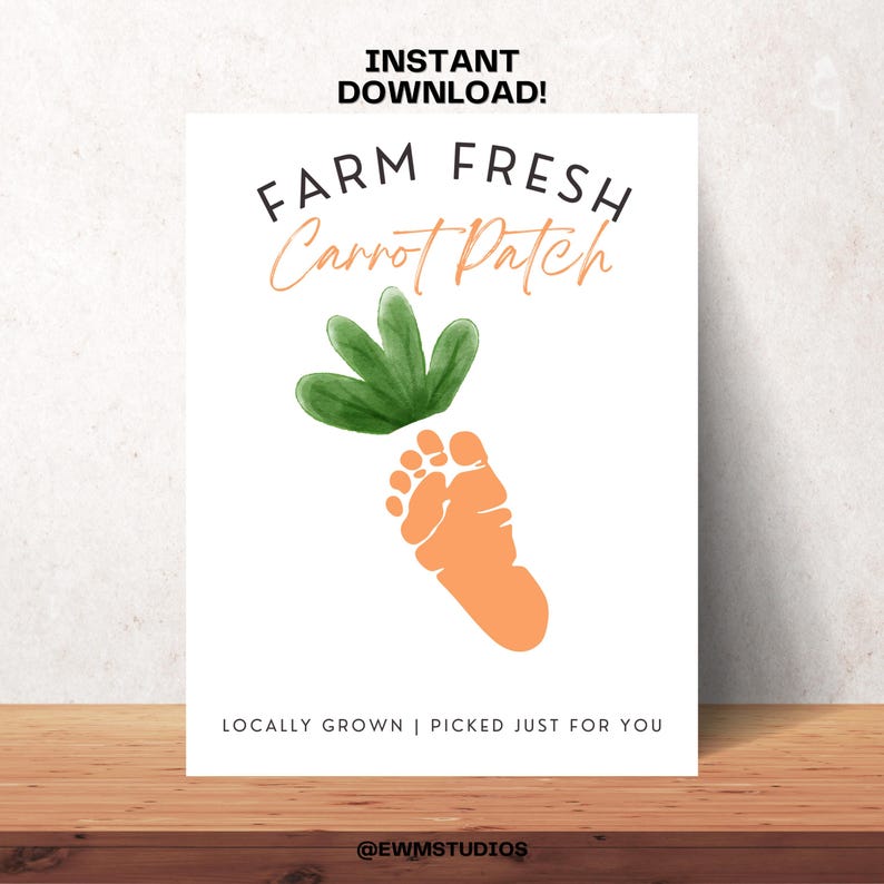 Carrot Patch Easter Footprint Craft Printable Easter Carrot Farm Sign ...