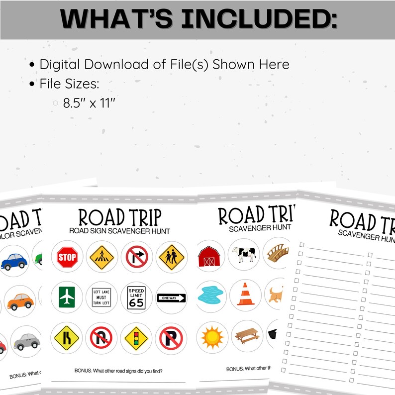 Road Trip Scavenger Hunt Printable Family Vacation Summer Activity Road ...