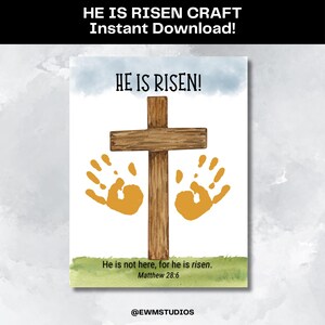 He is Risen Handprint Craft Printable Easter Craft Jesus is Risen ...