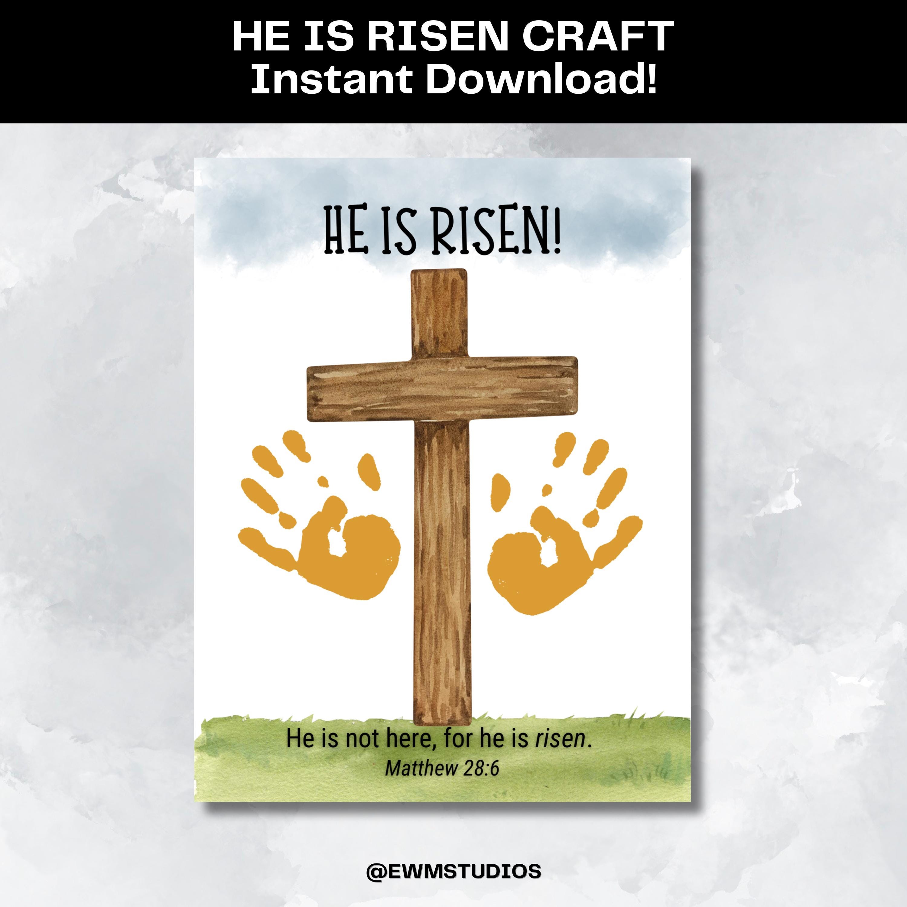 He is Risen Handprint Craft Printable Easter Craft Jesus is Risen ...