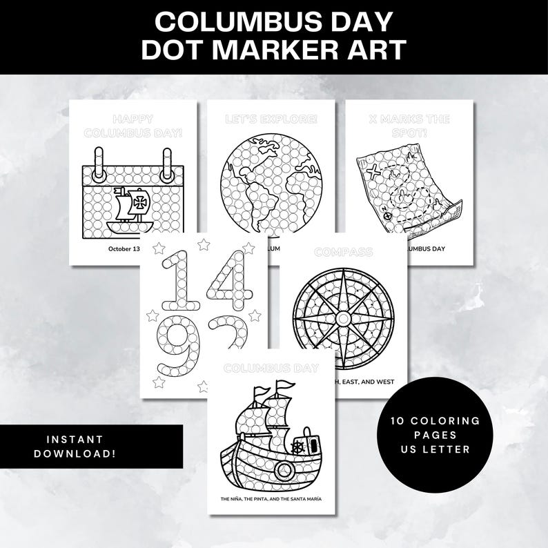 Columbus Day Dot Marker Do a Dot Printable Columbus Day Craft Coloring ...
