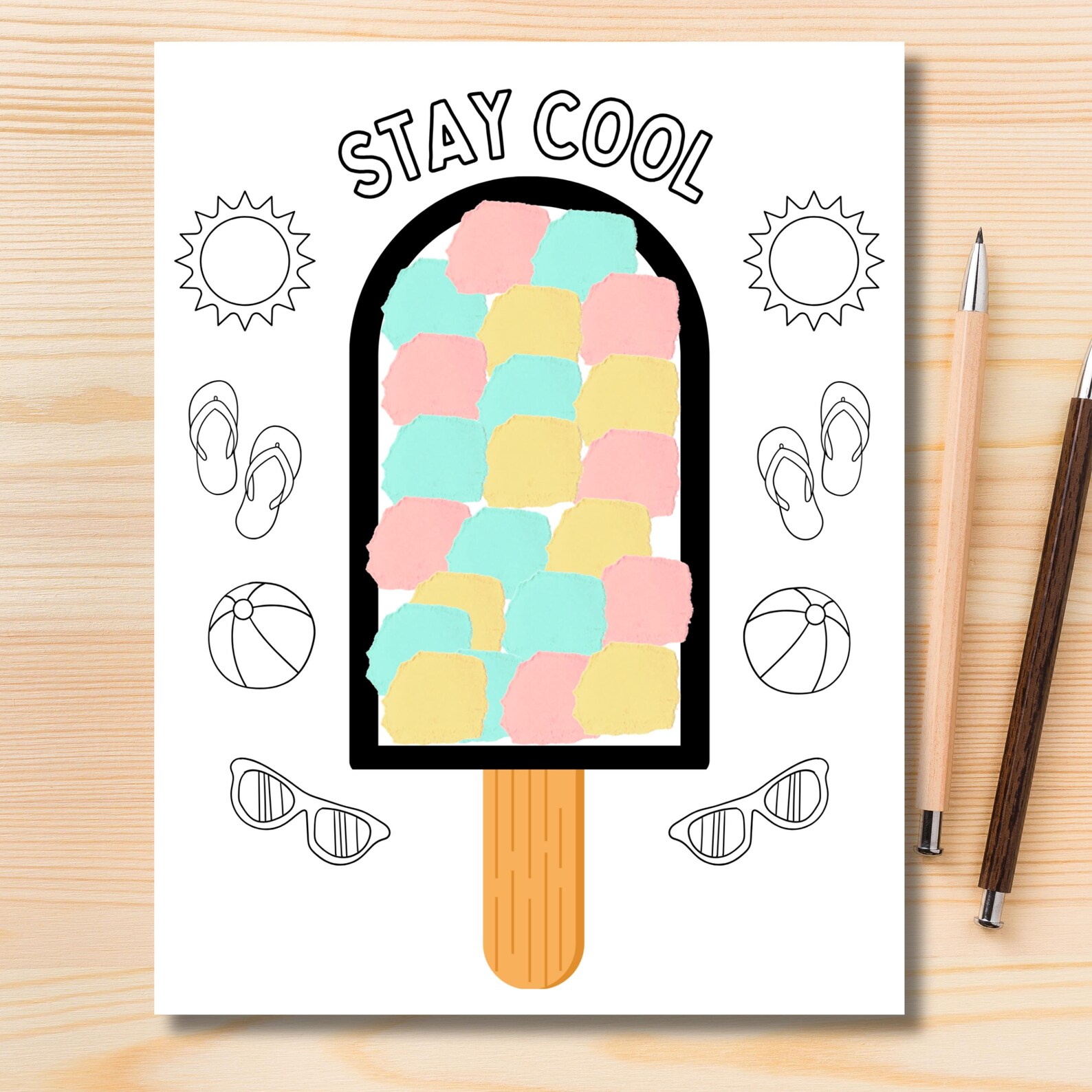 Summer Craft Template Stay Cool Ice Cream Popsicle Craft Hello Summer ...