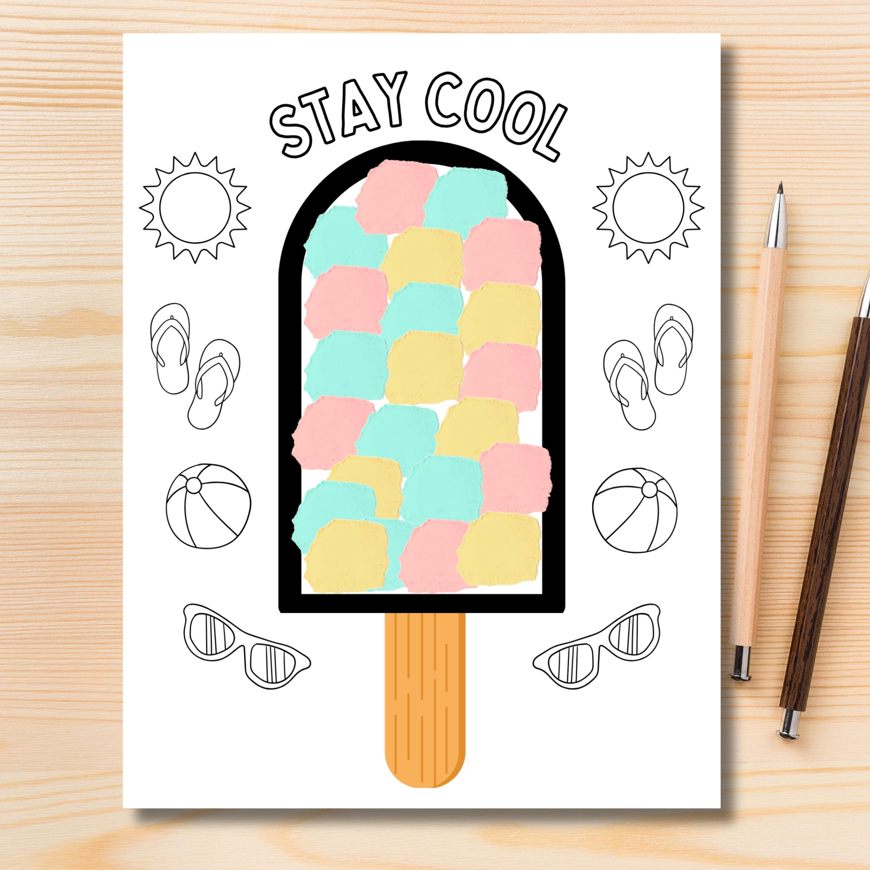 Summer Craft Template Stay Cool Ice Cream Popsicle Craft Hello Summer ...