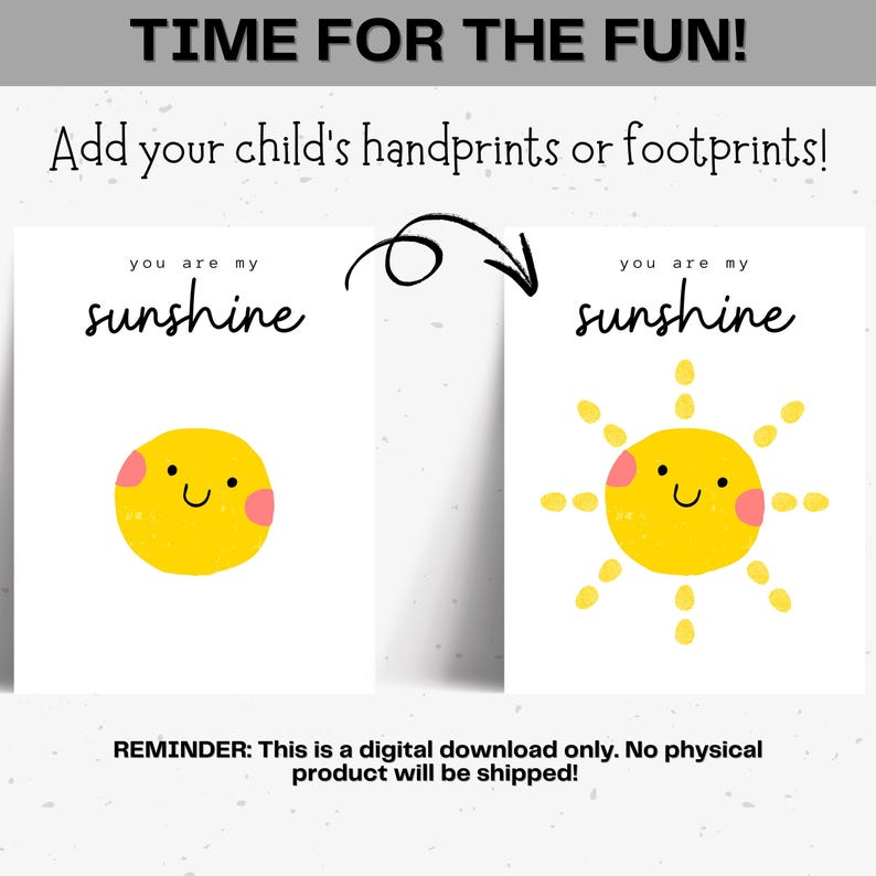 You Are My Sunshine Fingerprint Craft Hello Spring Handprint Keepsake ...
