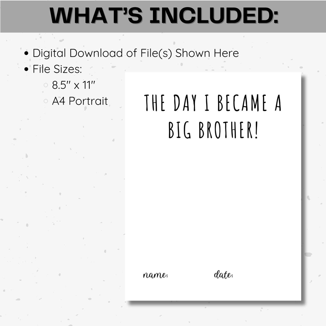 New Big Brother Handprint Craft Printable Big Brother Announcement New ...