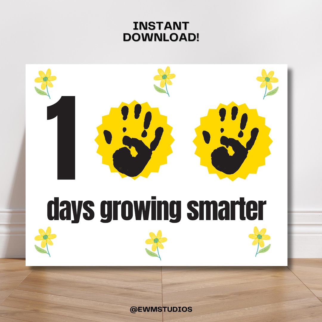100th Day of School Handprint Art 100 Days Brighter Fun Preschool ...