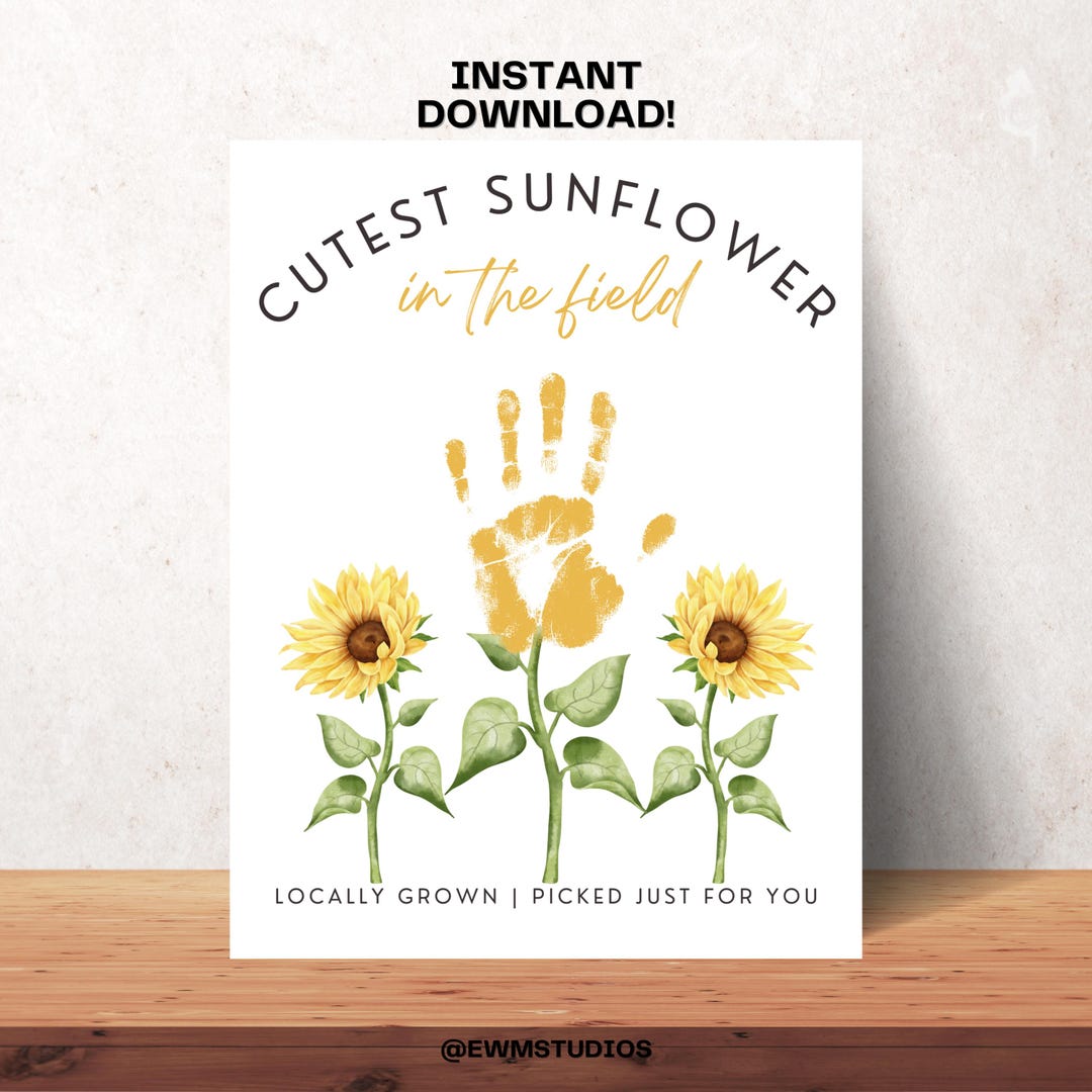 Sunflower Handprint Craft Farmhouse Sunflower Art for Kids Printable ...