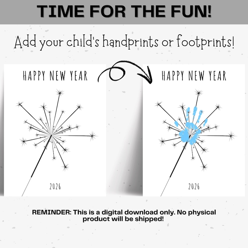 New Year Craft Holiday Printable Happy New Year 2026 Handprint Art New ...