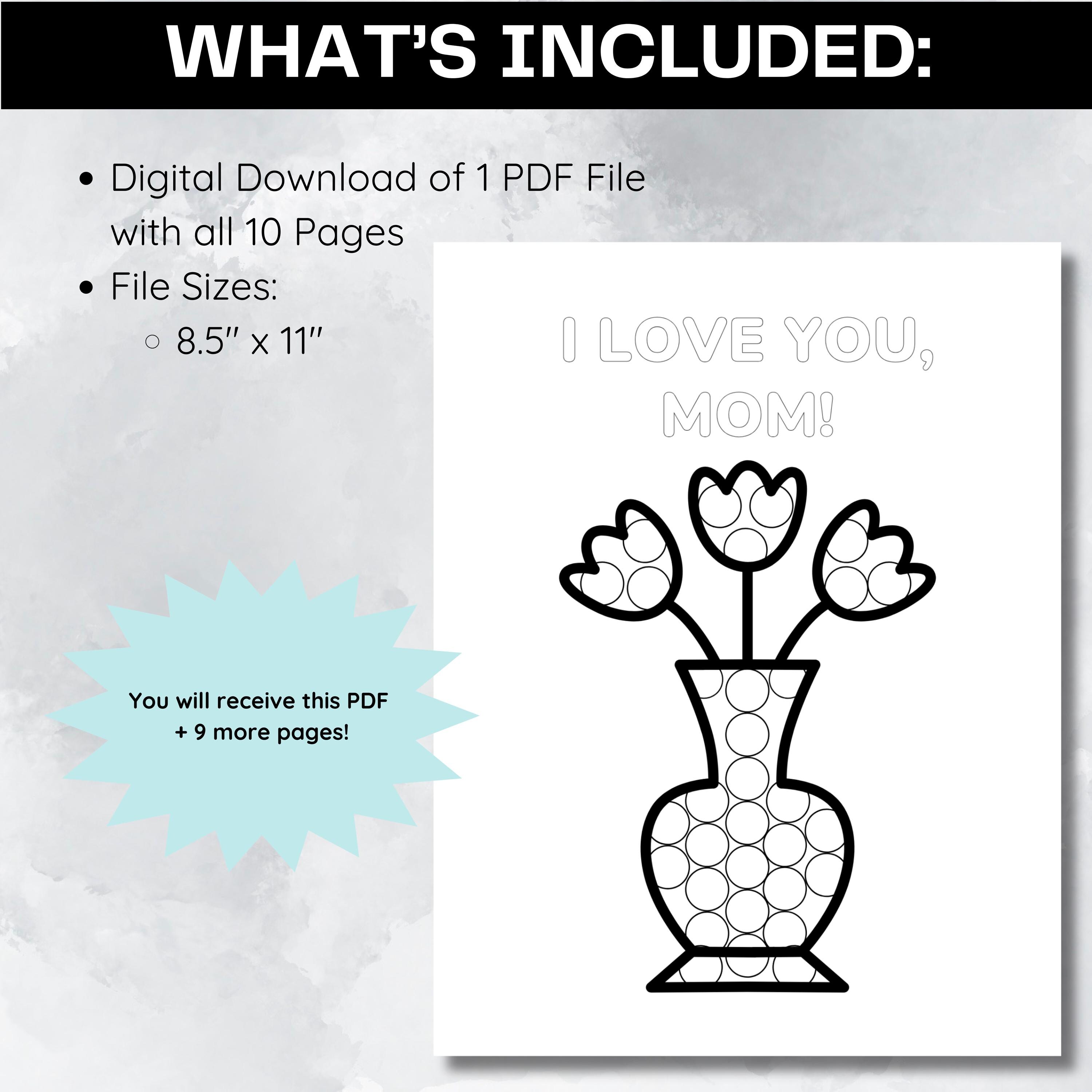 Happy Mothers Day Dot Marker Coloring Card Do a Dot Printable Mom ...