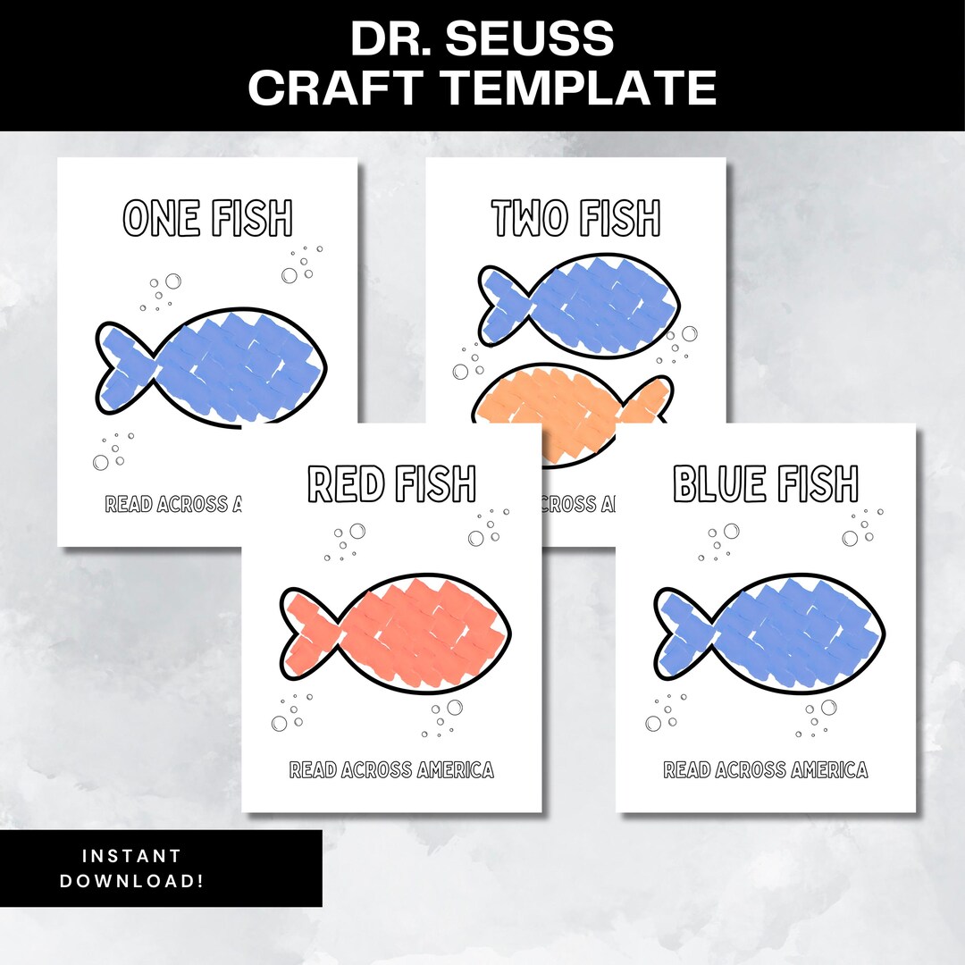 Read Across America Dr Seuss Craft Template Printable One Fish Two Fish ...