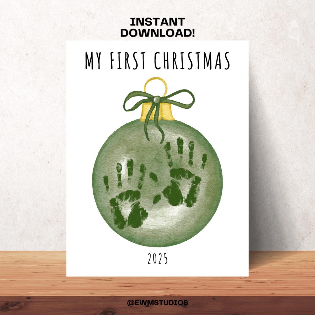 My First Christmas Handprint Craft DIY Ornament Holiday Printable ...