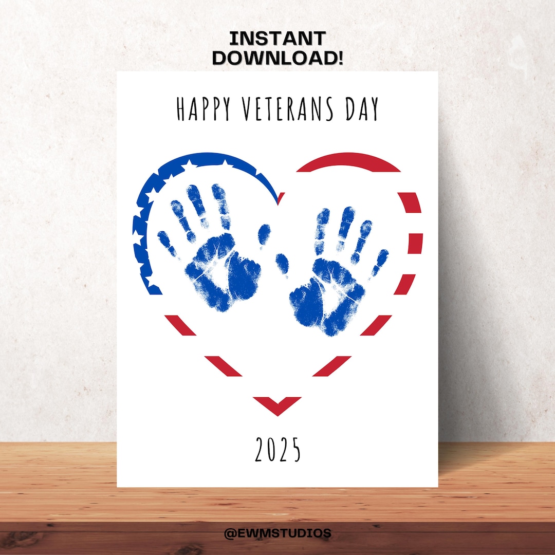 Veterans Day Craft for Kids Handprint Art Veterans Day Gift USA ...